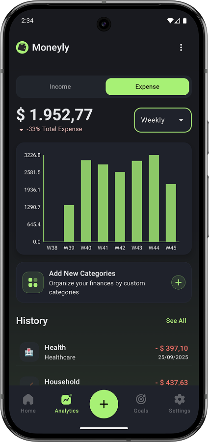 Moneyly — Android Finance Tracker & Budget App (Jetpack Compose, Room, Firebase) by DlmApps